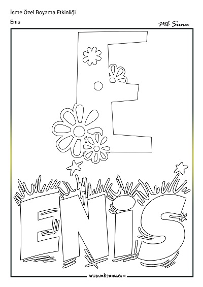 İsme Özel Boyama Etkinliği - Enis | Mbsunu.Com İsme Özel Boyama Etkinliği - Enis | Mbsunu.Com