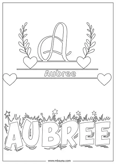 Coloring Page For Name - Aubree | Mbsunu.Com