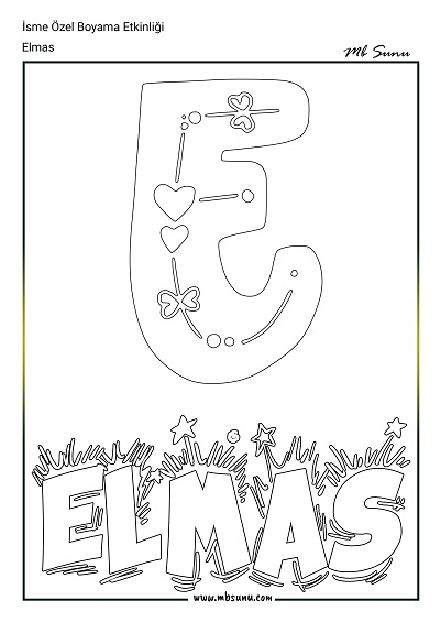 İsme Özel Boyama Etkinliği - Elmas | Mbsunu.Com İsme Özel Boyama Etkinliği - Elmas | Mbsunu.Com