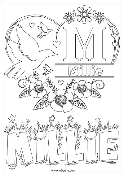 Coloring Page For Name - Millie | Mbsunu.Com